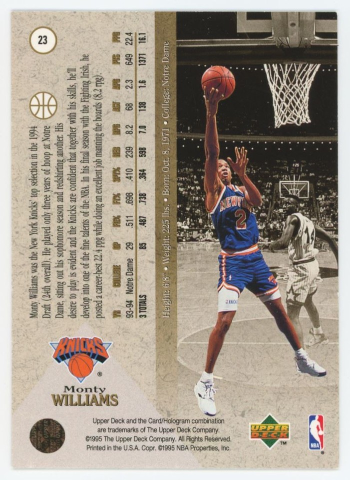 1995-96 Classic Superior Pix Monty Williams New York Knicks #23 | eBay