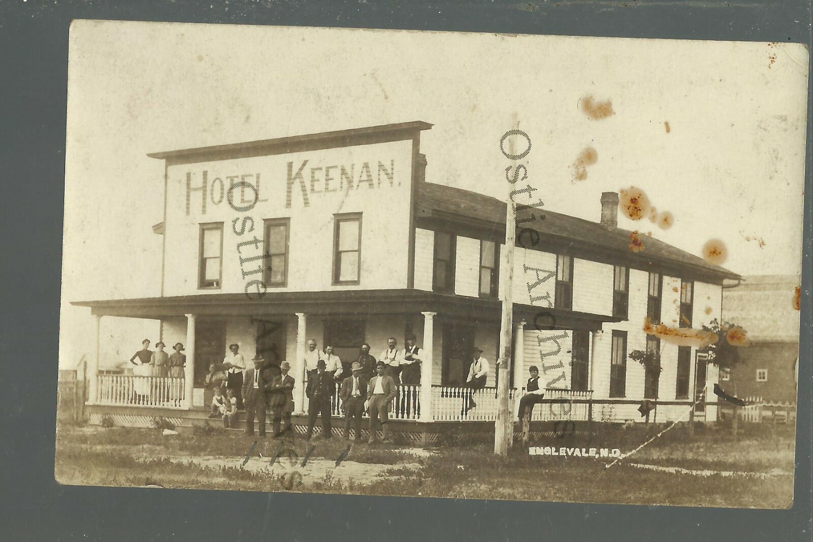 Englevale NORTH DAKOTA RPPC 1910 MAIN STREET Hotel Keenan nr Gwinner ...