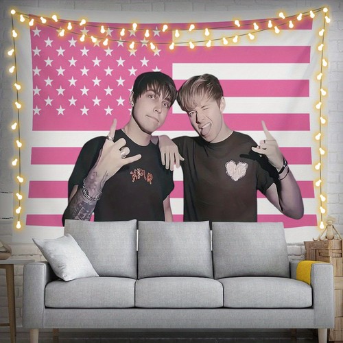 1pc Sam And Colby Pink American Flag Tapestry - Horizontal Hanging ...