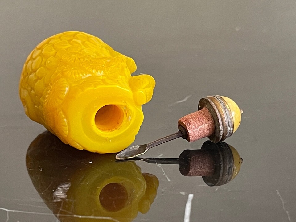 Superb Chinese Yellow Peking Glass Carved Tree Branch Bottle | eBay