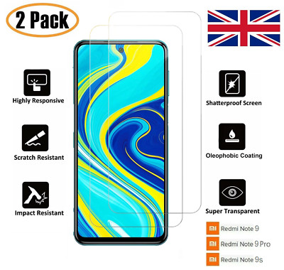 For Xiaomi Redmi Note 9 Pro note 9S Clear Tempered Glass Screen ...