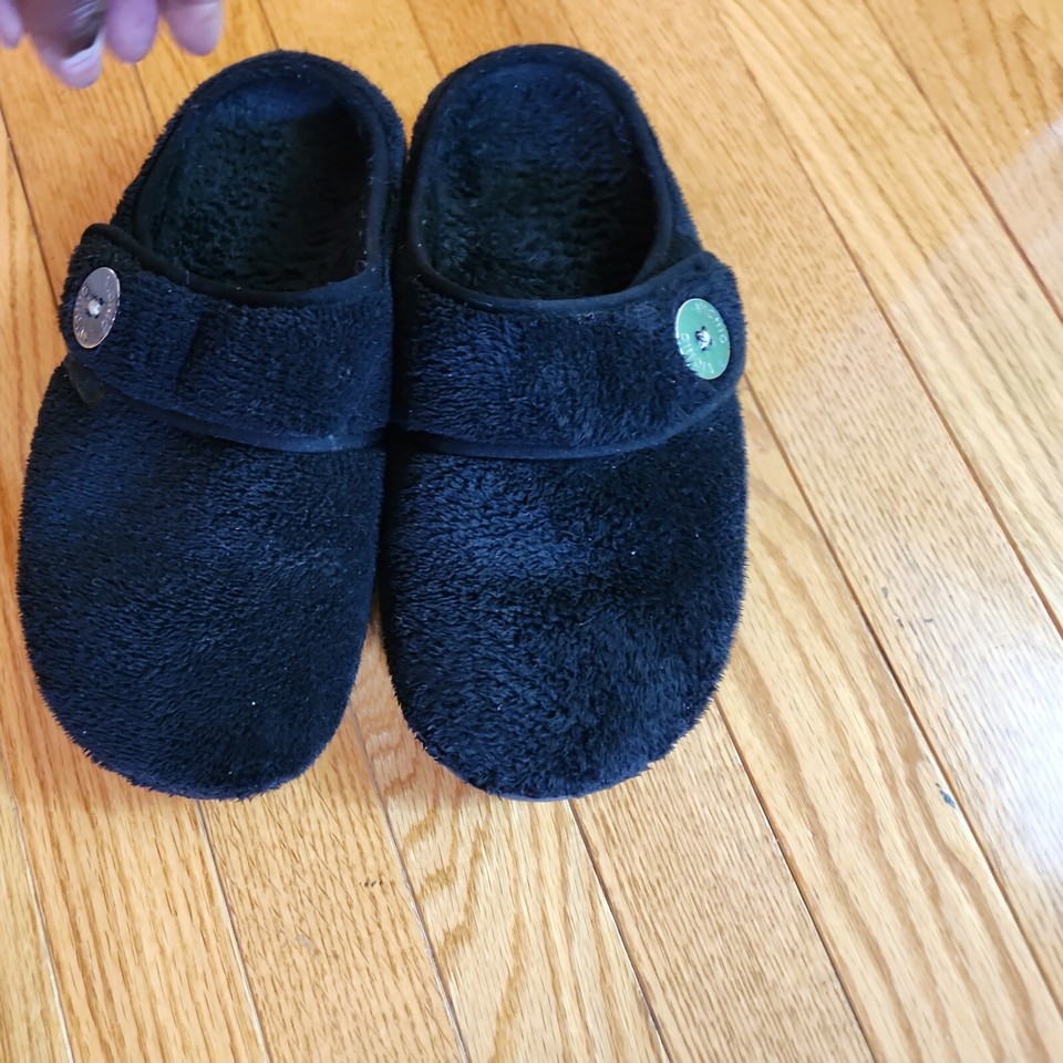 Vionic Sadie Women's Plush Adjustable Strap Orthotic Slippers Black ...