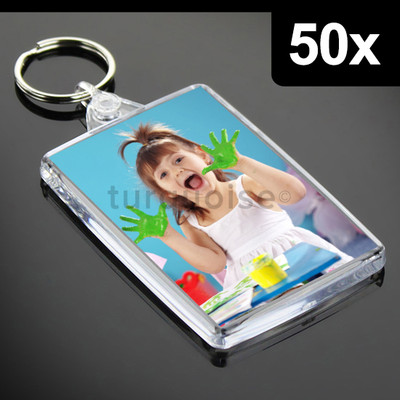 50x Premium Quality Clear Acrylic Blank Keyrings Key Fobs 70 x 45 mm ...