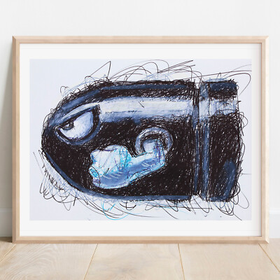 Bullet Bill Ballpoint Pen Print, Super Mario Art Poster | eBay