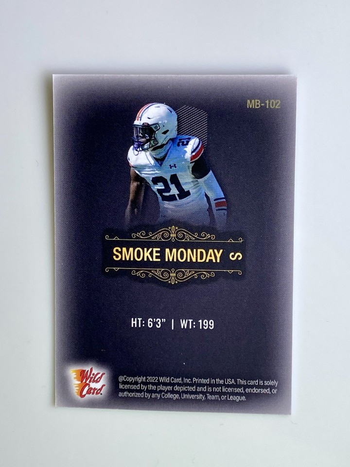 2022 Wild Card Matte: Touch Football Black Pattern 2 #MB-102 Smoke ...