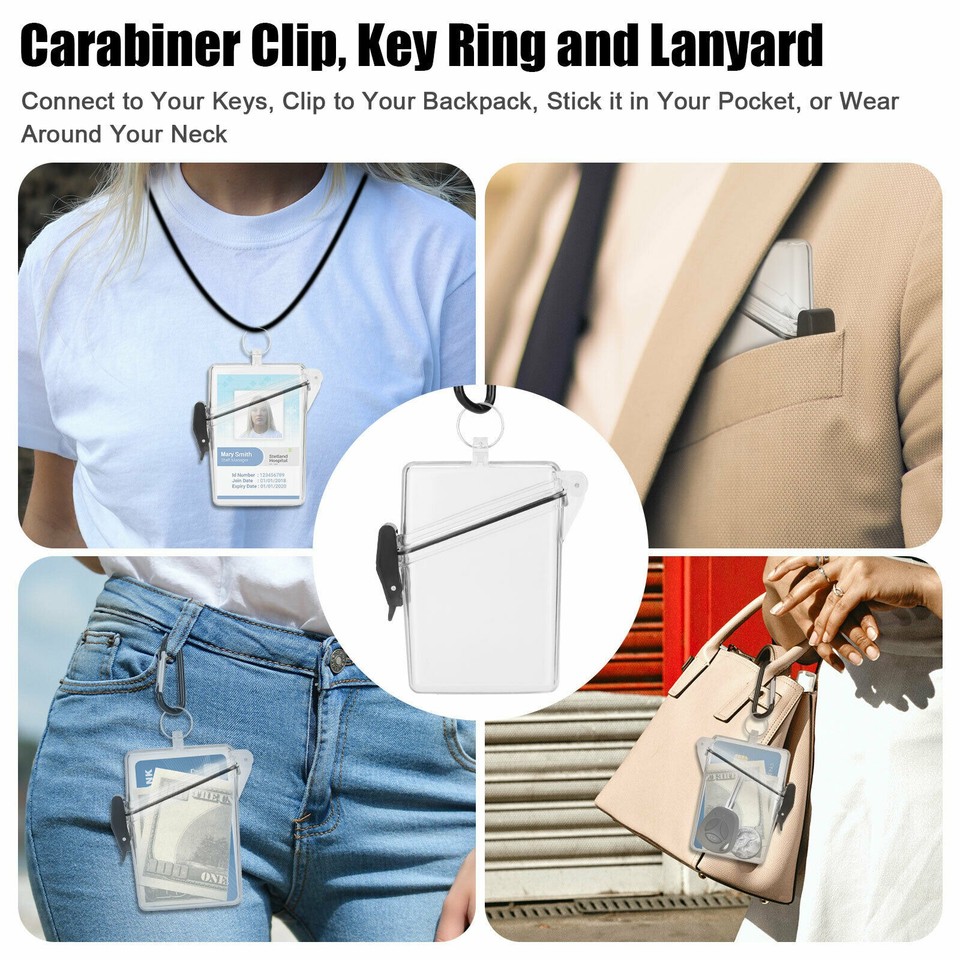 Waterproof Durable Clear Plastic Card Key Holder Crush Proof Case With ...