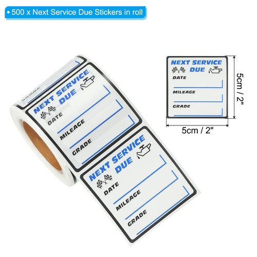 Next Service Due Stickers 2x2 Inch, 500 Pack Service Reminder Sticker ...