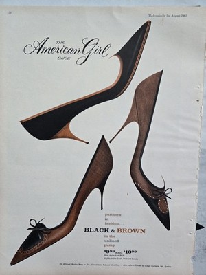 1961 Women's American girl shoe Black & Brown vintage fashion Art ad | eBay