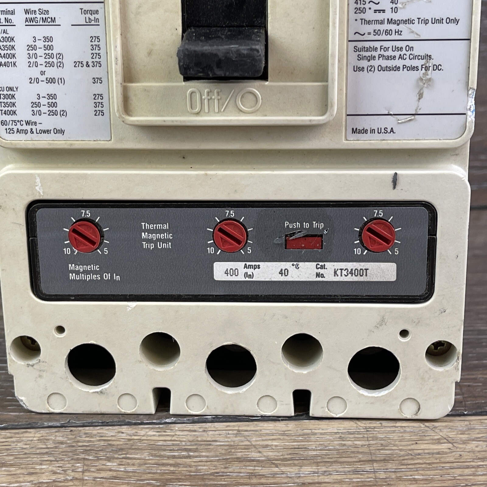 Cutler Hammer KD3400F 400A 3P 600V 400A Trip KT3400T 35k Circuit ...