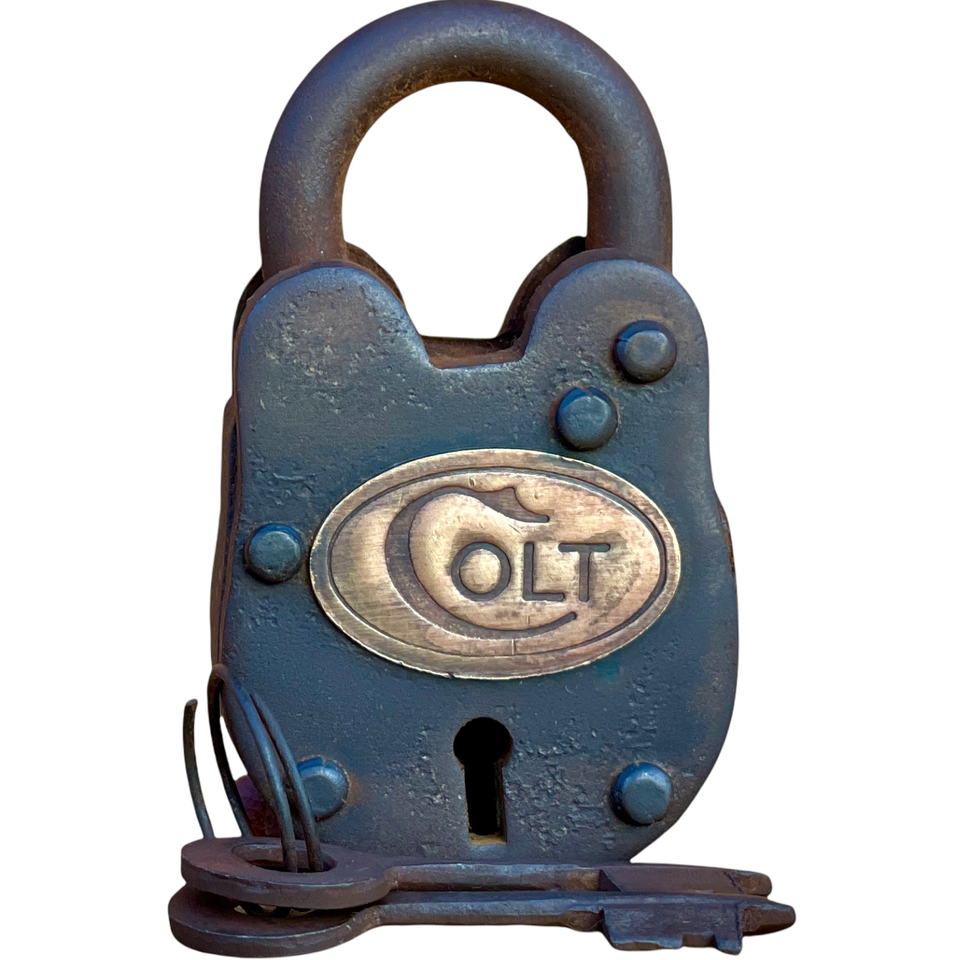 Colt Gate Lock W/ 2 Working Keys & Antique Vintage Finish Brass Tag W ...