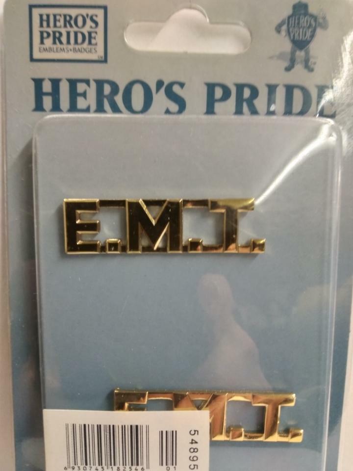 EMT Collar Pin Device Tac Set of 2 GOLD Plated Medical Cut Out Letters ...