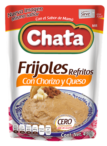CHATA REFRIED BEANS BAYOS, BLACK, CHILORIO & CHORIZO AND CHEESE 430 g ...