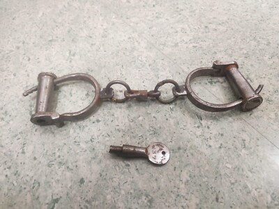 Vintage Hand Key Iron Police Jailer Handcuff And Shackle HC53 | eBay