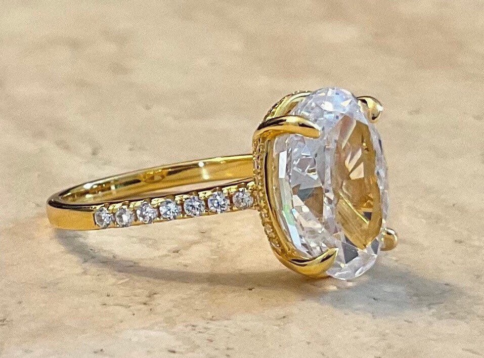 18k Gold White Diamond Lab Created Ring | Oval Lab Diamond Ring | | eBay