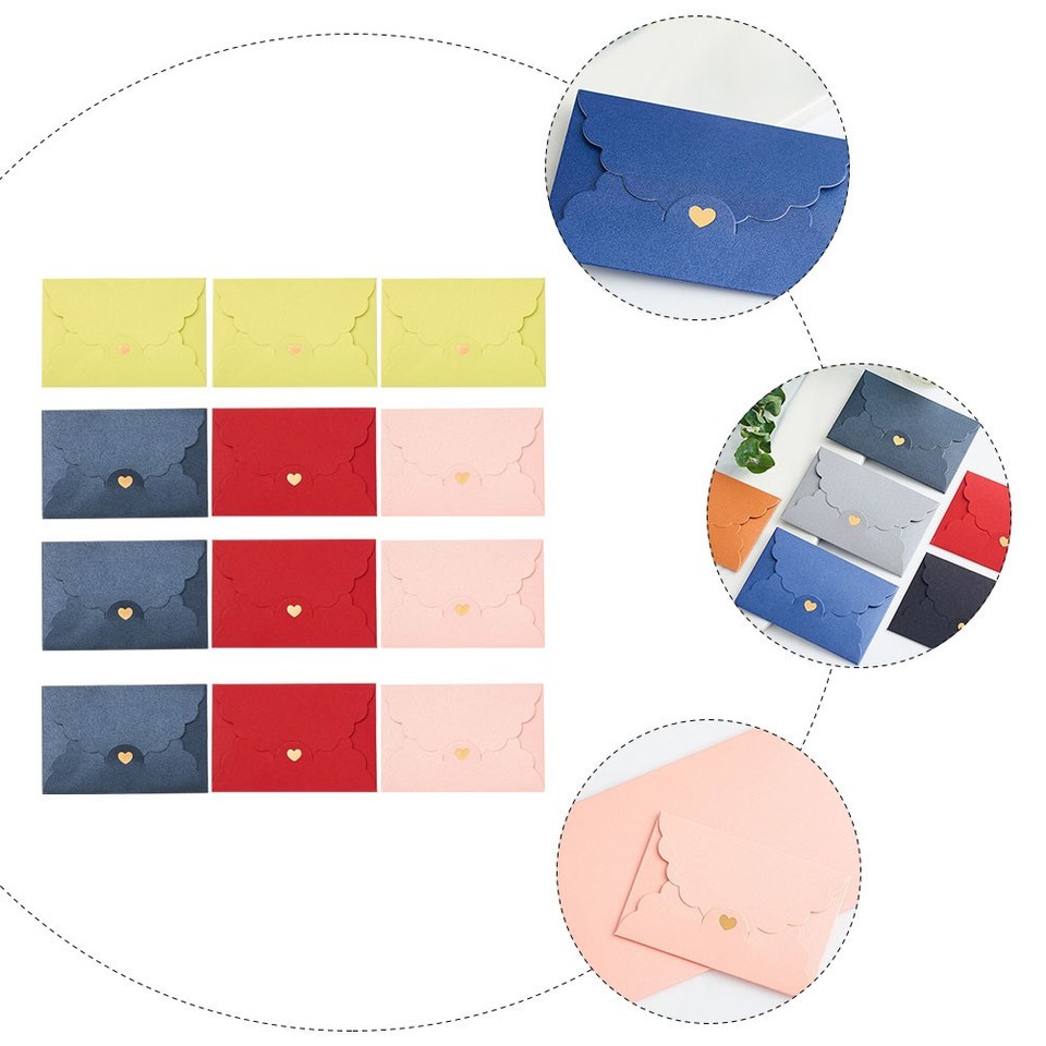 12pcs Mini Envelopes Paper Envelopes Member Packing Mixed Style Mini ...