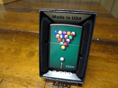 POOL TABLE AND BALLS BILLIARDS ZIPPO LIGHTER MINT IN BOX | eBay