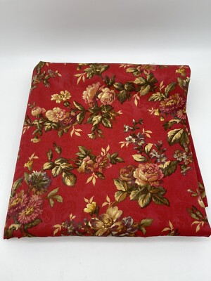 NOS Vtg Raymond Waites Mill Creek Loreen Dark Red W Roses Upholstery ...