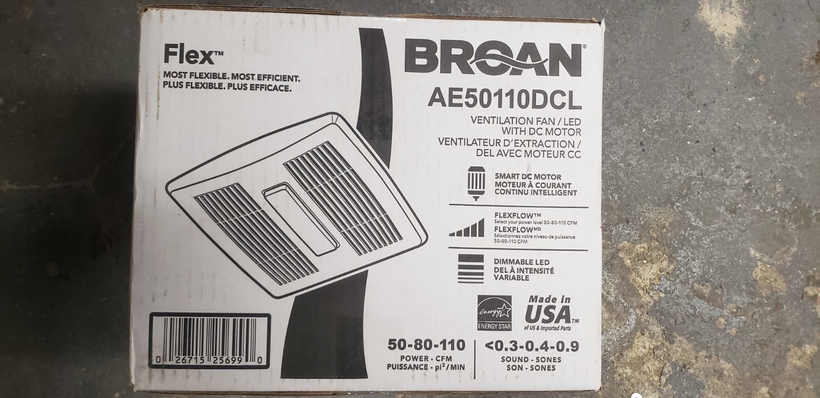 Broan AE50110DCL 50-100 CFM 0.9 Sone LED Lighted Energy Star - White ...