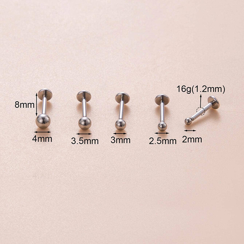 16G Stainless Steel Lip Stud Labret Piercing Earrings Tragus Helix ...