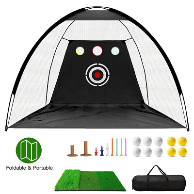Portable Golf Practice Net Kit with Tri-Turf Mat Golf Balls Golf ...