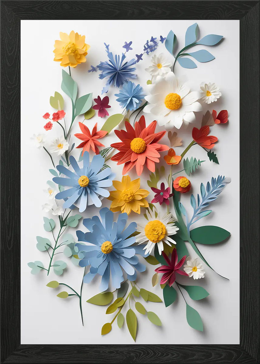 Paper flowers Framed Wall Art Poster Canvas Print Picture | eBay UK