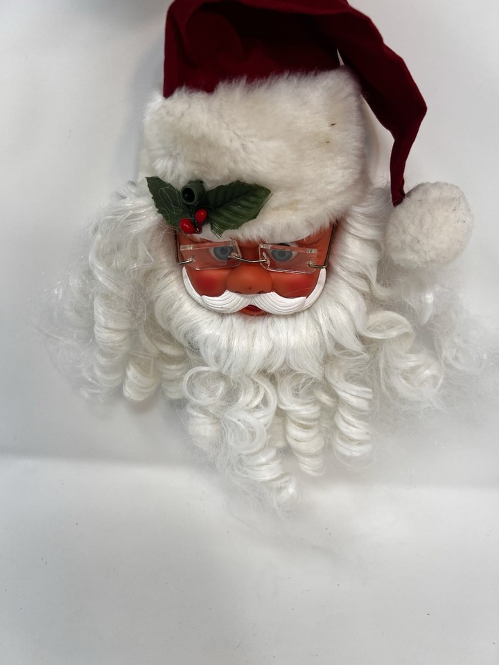 Vintage Christmas Santa Head Music Sings Motion Sensor Holiday Works ...