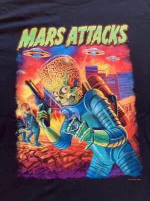 Mars Attacks Alien Invasion T-shirt NEW Licensed UNWORN FREE SHIPPING ...