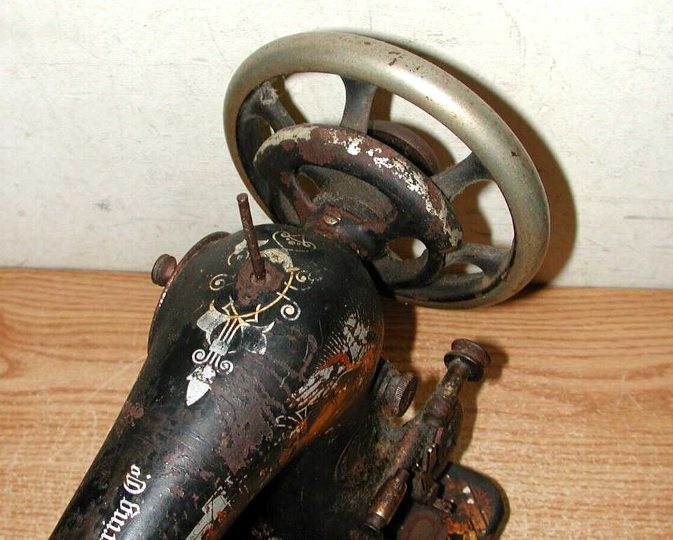 ANTIQUE 1890S SINGER EGYPTIAN SPHINX TREADLE SEWING MACHINE HEAD K25100 ...