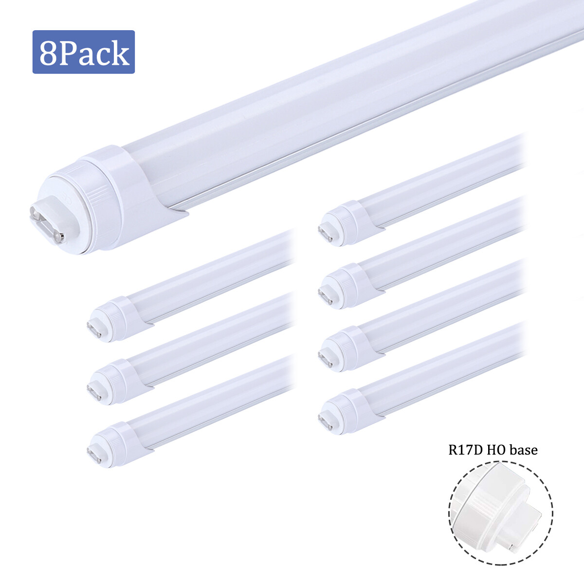8 Pcs R17D HO 8' Led Tube Light Bulbs 45W T8 T10 T12 8FT Led Shop Light ...