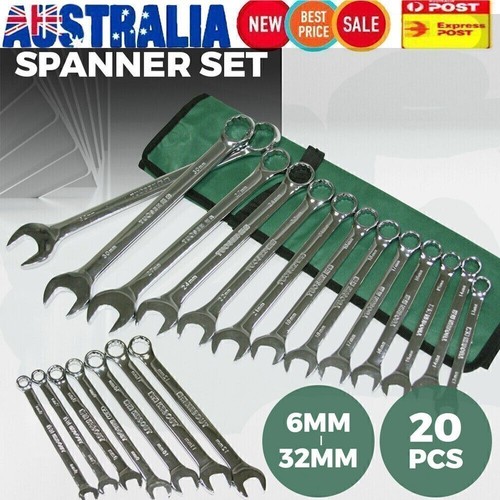 20pcs 6mm-32mm Spanner Open Box Combination Metric Open Ring+Roll Pouch ...