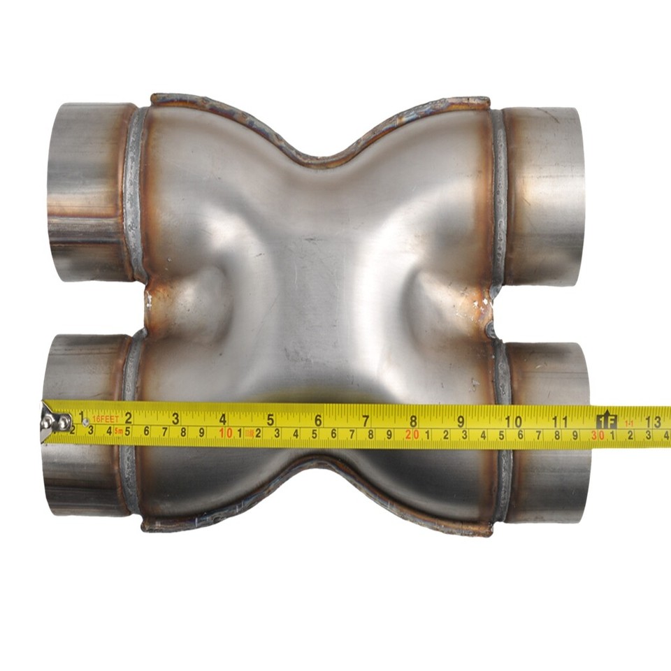 3" Dual Inlet/Outlet Stainless Steel Exhaust X-Pipe Adapter muffler | eBay