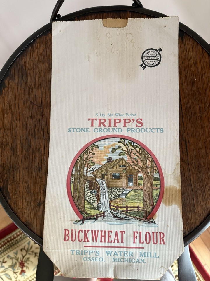 Osseo Michigan 5lb Paper Flour Sack Tripp’s Water Mill Antique ...