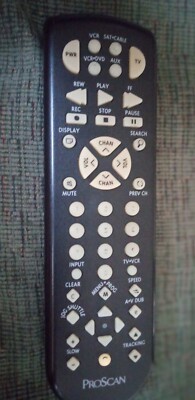 ProScan Universal TV VCR DVD Remote CRK83VBL | eBay