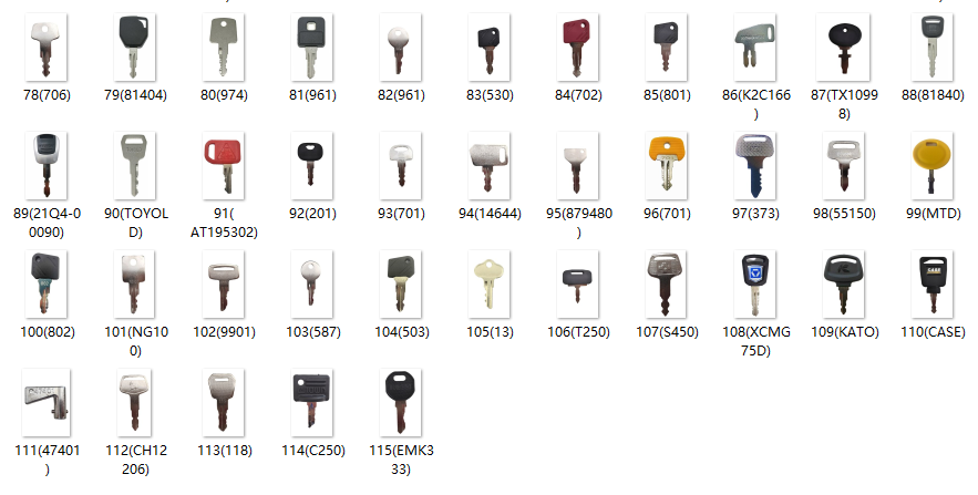 (115) Heavy Equipment Key For Caterpillar John Deere Kubota Bobcat ...