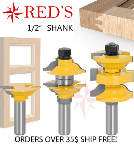 REDS Y61932-8 3 Bit SET Classical OGEE Extended Tenon Door Router Bit 1 ...