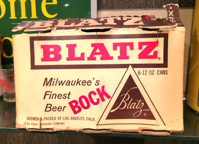 1960s BLATZ BOCK CARDBOARD BEER CAN SIX PACK HOLDER PABST LOS ANGELES ...