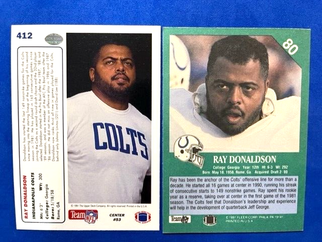 NFL - Ray Donaldson 1991 Upper Deck & 1991 Fleer Football - Colts | eBay