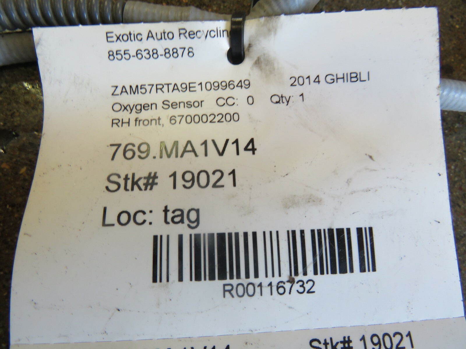 Maserati Ghibli, RH Right Front Oxygen Sensor, Used, P/N 670002200 | eBay