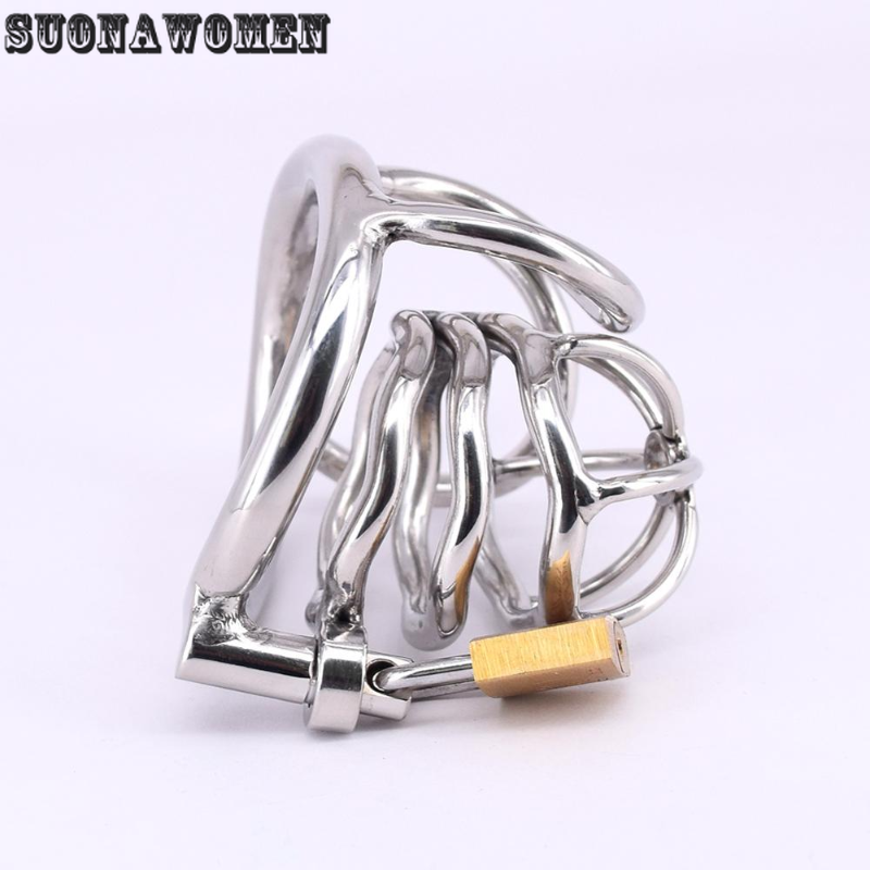Male Cage Stainless Steel Arc ring Scrotum Restraints Gear Chastity ...