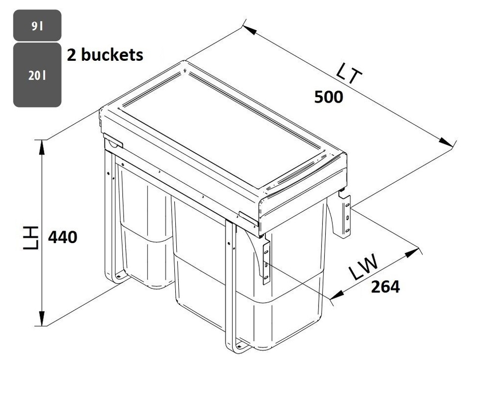 Recycle Bin Pull Out Kitchen Waste Bin SOFT CLOSE 300mm and 400mm unit ...
