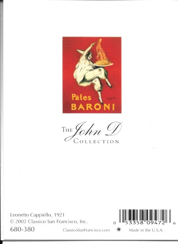 Clown With Spaghetti Plate Pates Baroni By Cappiello - Set of 3 Blank ...