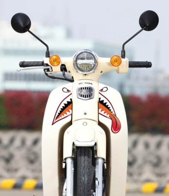super cub decal sticker / vespa sticker / flying tigers / shark teeth ...