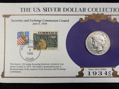 1934 S Peace Silver Dollar Securities & Exchange Comm. Historic Stamp ...
