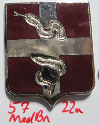 Army crest DI dui cb clutchback 57th MEDICAL BATTALION med bn 22m VN ...