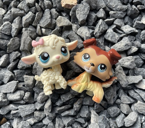 2Pc Little Pet Shop LPS Sheep Collie Dog Toy Collectible Figure Pet Kid ...