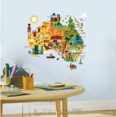 Australia Map Wall Sticker Art Nursery Decal Kids Room Home Decor Art ...