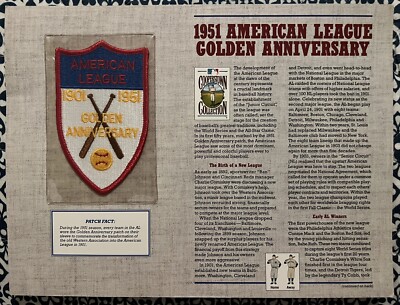 1951 American League Golden Anniversary Patch Stat Cooperstown ...
