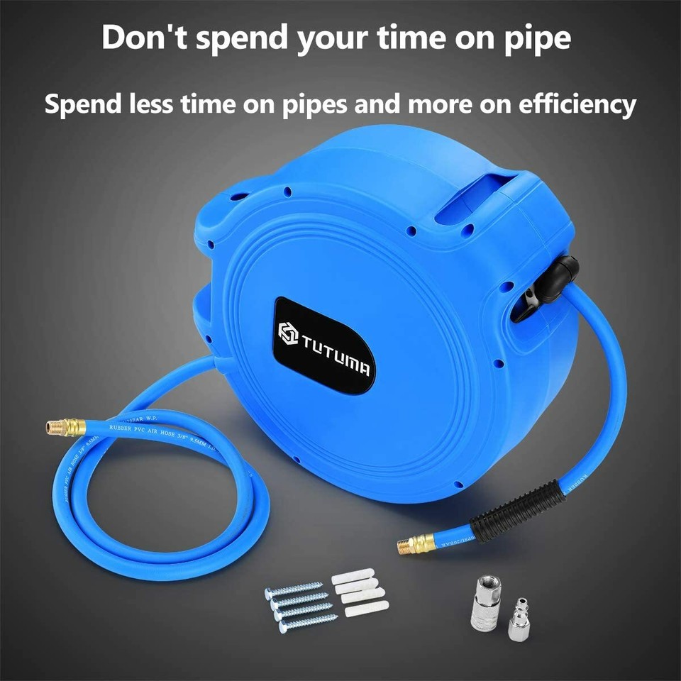 50 Ft. Air Hose Reel Retractable Wall/Ceiling Mount for Air Compressors ...