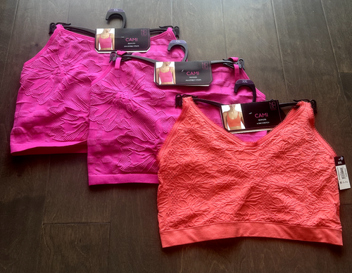 3 No Boundaries Bralettes Seamless Inner Shelf Bra Coral + Fuschia ...