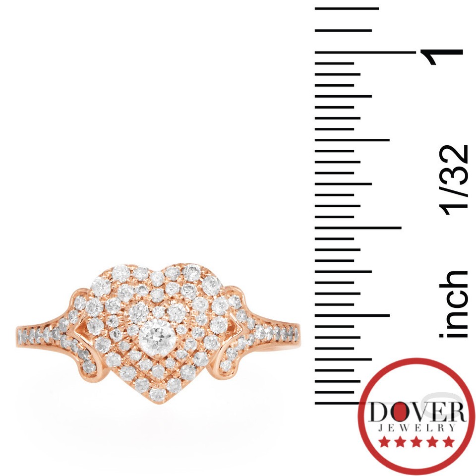Estate 0.82ct Diamond 10K Rose Gold Heart Band Ring 3.6 Grams NR | eBay